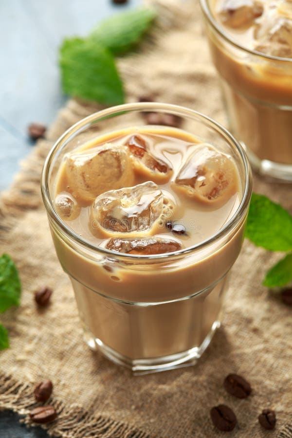 Iced Latte Coffee in a Glass with Cold Milk. Summer Drink Stock Image ...