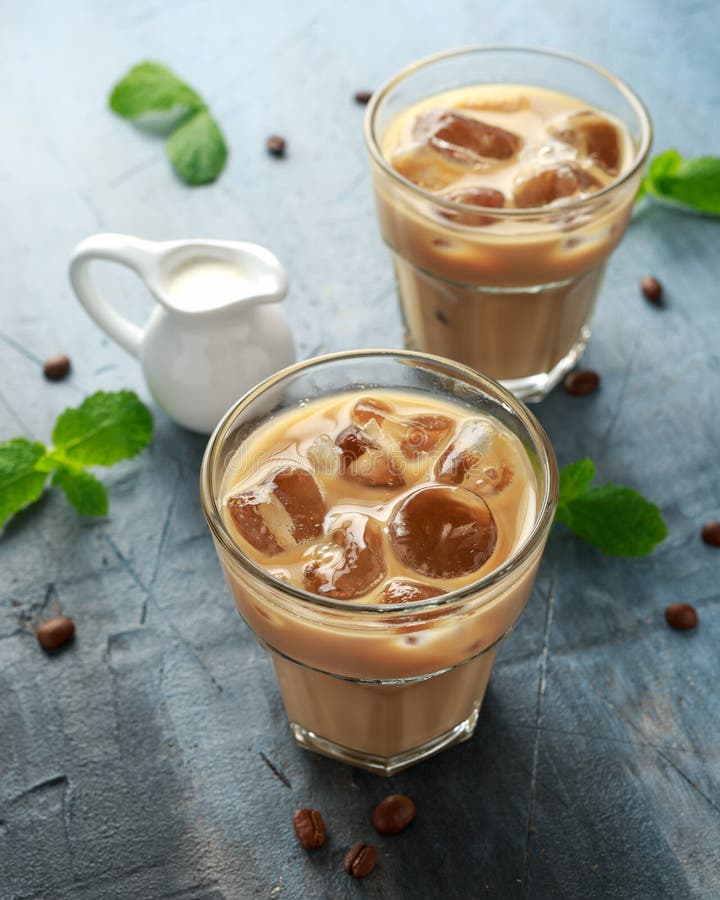 Iced Latte Coffee in a Glass with Cold Milk. Summer Drink Stock Photo ...