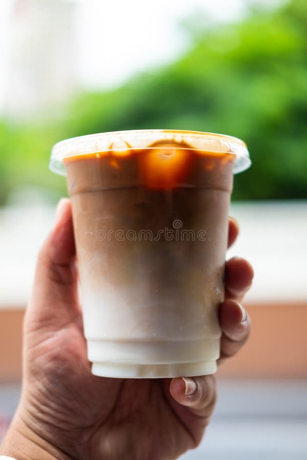 Iced Latte Coffee in a Plastic Cup Stock Photo - Image of cool ...