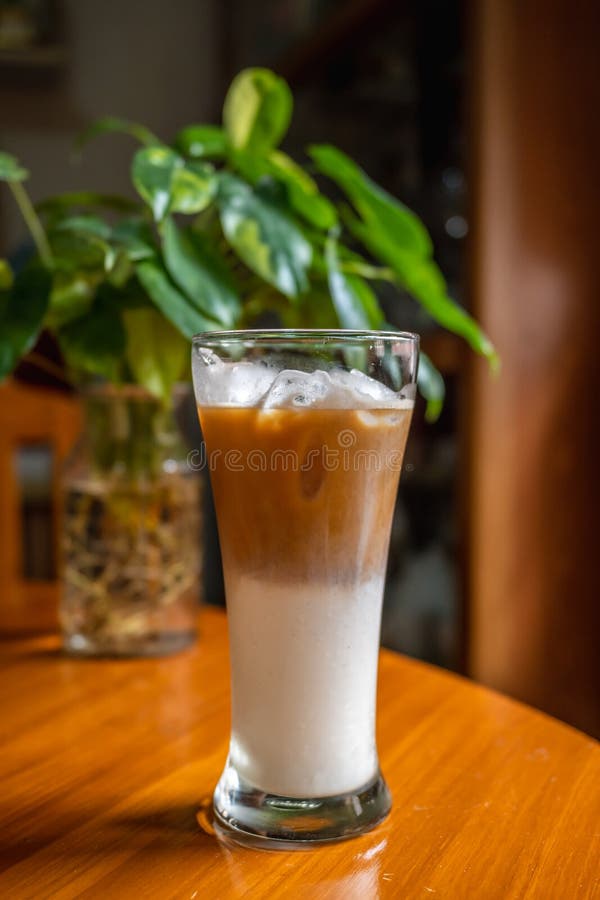 Iced latte in glasses. stock photo. Image of latte, breakfast - 254497622
