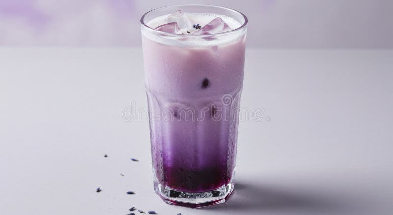 Iced Lavender Drink in Tall Glass with Purple Gradient Stock ...