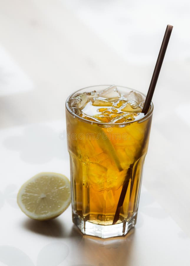 Iced lemon tea stock photo. Image of iced, straw, serve - 45069892