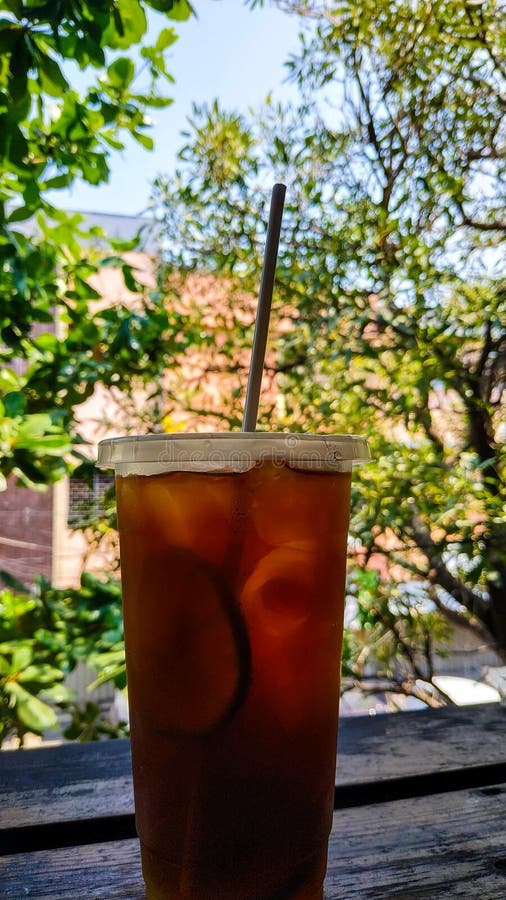 Iced Lemon Tea in a Plastic Cup Stock Image - Image of water, flower ...