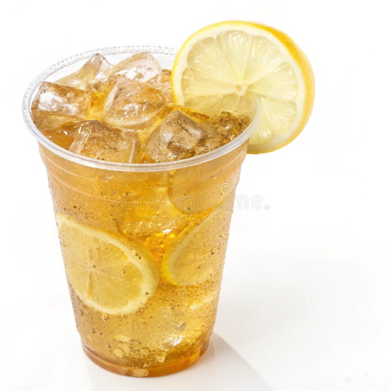 Iced Lemon Tea in Plastic Cup with Ice Cubes Stock Illustration ...