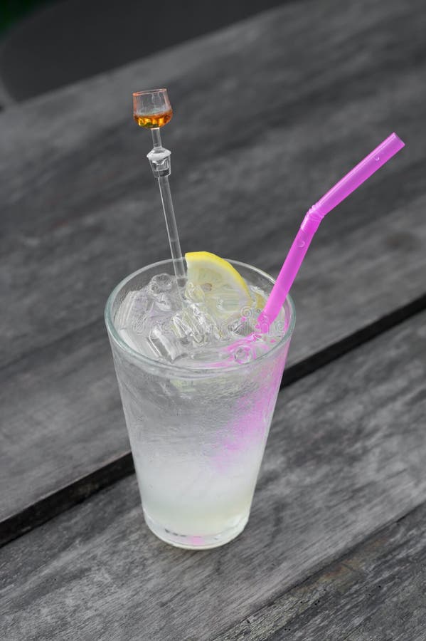 Iced Lemon Juice Glass on Table. Stock Image - Image of cool, slice ...