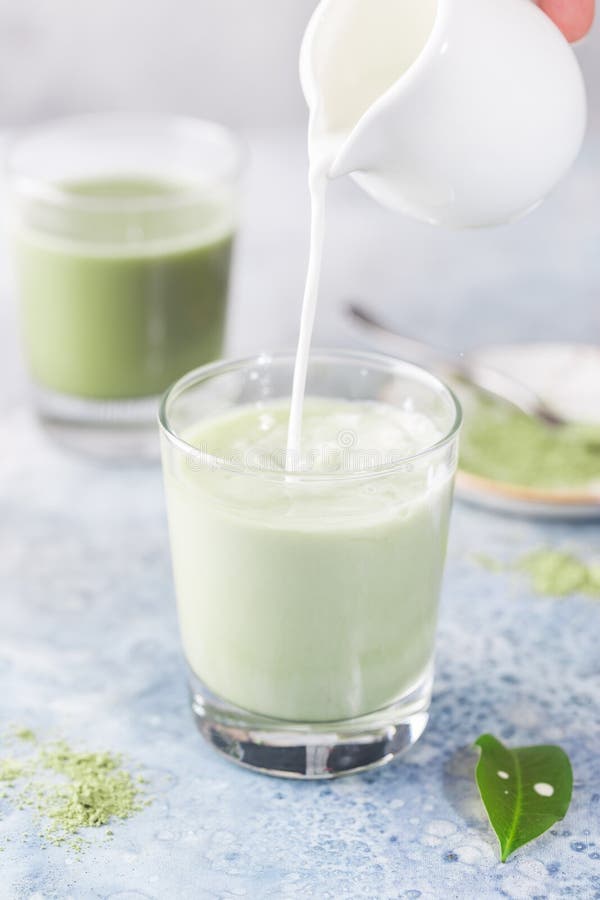 Iced Matcha green latte stock image. Image of asian - 156335773