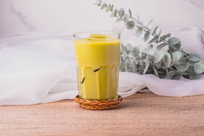 Iced Matcha Green Tea Drink in a Clear Glass Stock Image - Image of ...