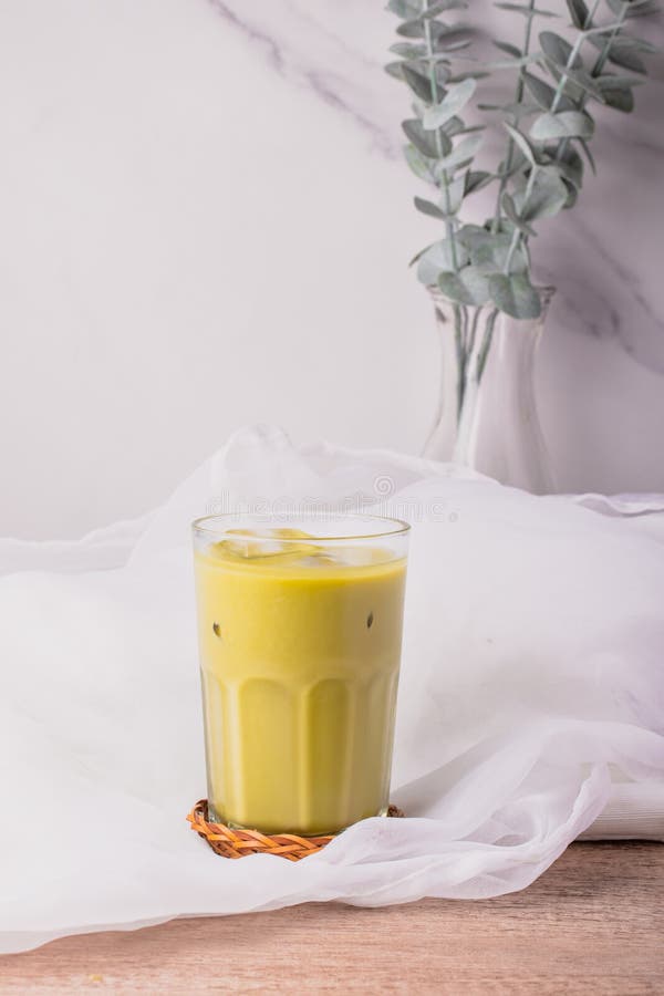 Iced Matcha Green Tea Drink in a Clear Glass Stock Image - Image of ...
