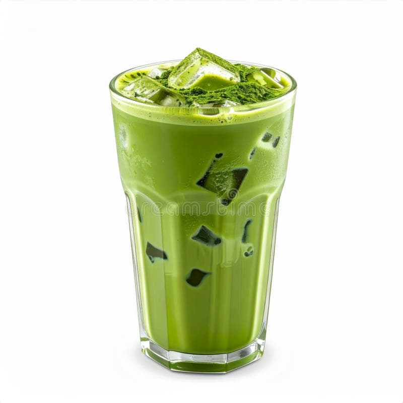 Iced Matcha Green Tea Drink in Glass Stock Illustration - Illustration ...