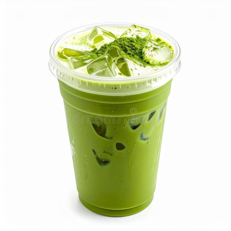 Iced Matcha Green Tea Drink in Plastic Cup Stock Illustration ...
