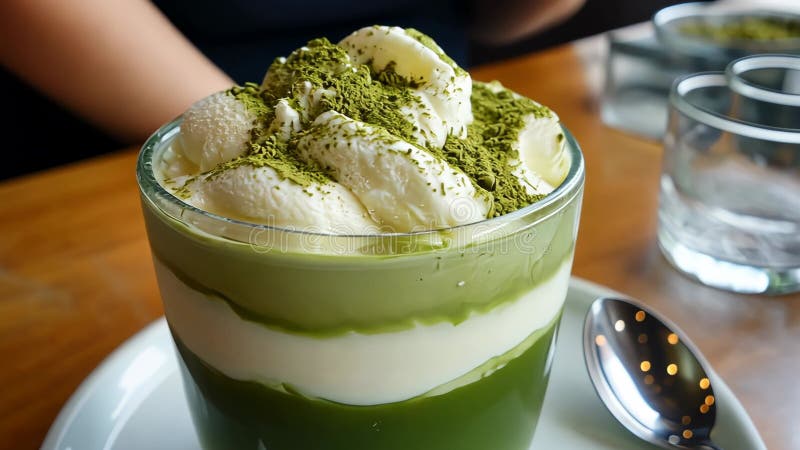 Iced Matcha Latte with Creamy Layers. Pic Stock Video - Video of nature ...
