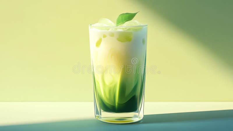 Iced Matcha Latte with Creamy Layers. Pic Stock Image - Image of drink ...