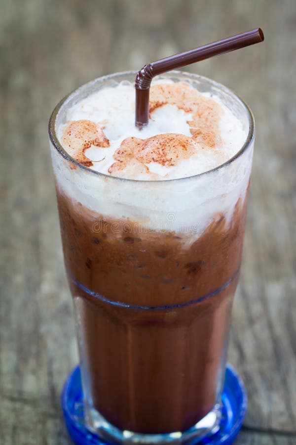 Iced Milk Chocolate with Straw Stock Photo - Image of cold, black: 48746842