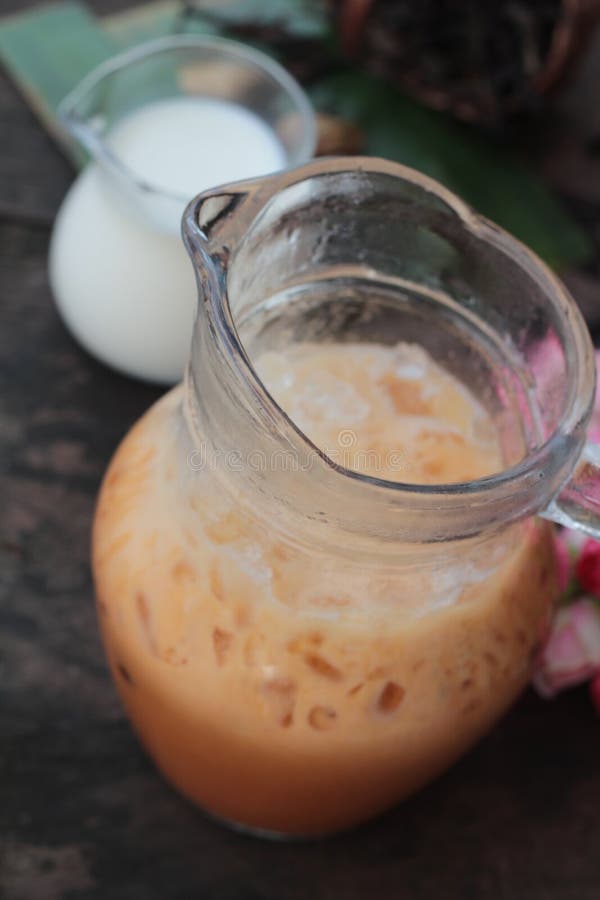 Iced Milk Tea is Delicious with Milk. Stock Photo - Image of cream ...