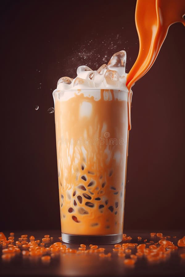 Iced Milk Tea is a Mixture of Thai Tea and Milk. Generative AI ...
