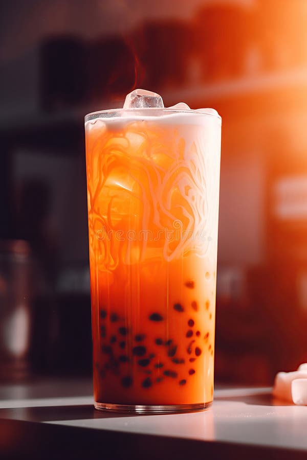 Iced Milk Tea is a Mixture of Thai Tea and Milk. Generative AI ...