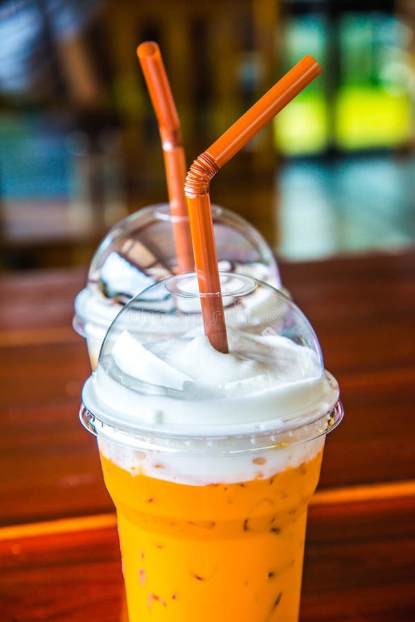Iced Milk Tea in Plastic Cup Stock Image - Image of iced, cool: 188936441