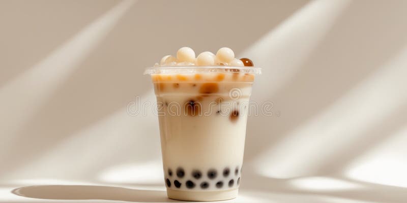 Iced Milk Tea with Tapioca Pearls in a Plastic Cup Stock Image - Image ...