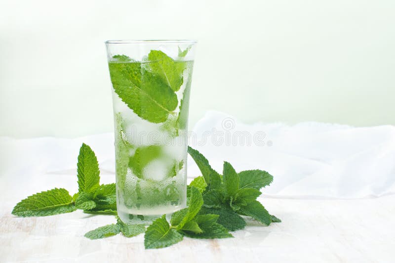 Iced mint water on a table stock photo. Image of iced - 67473958