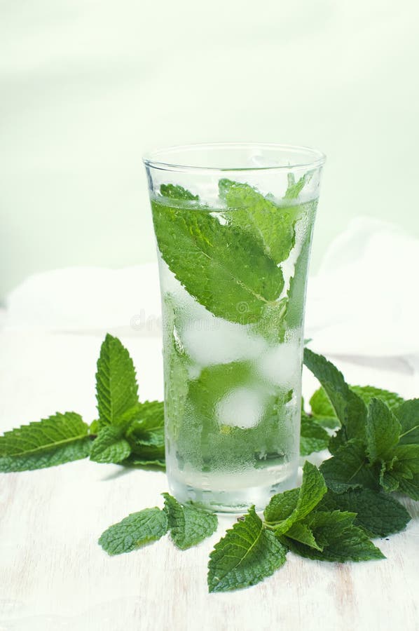 Iced mint water on a table stock image. Image of fresh - 67473963