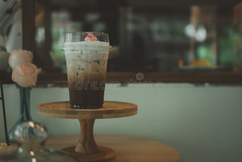 Iced Mocha Coffee Decoration with a Rose on Top Stock Photo - Image of ...