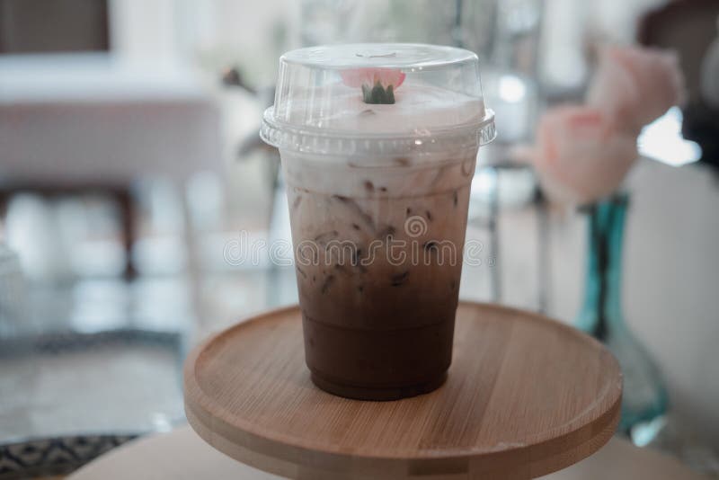 Iced Mocha Coffee Decoration with a Rose on Top Stock Image - Image of ...