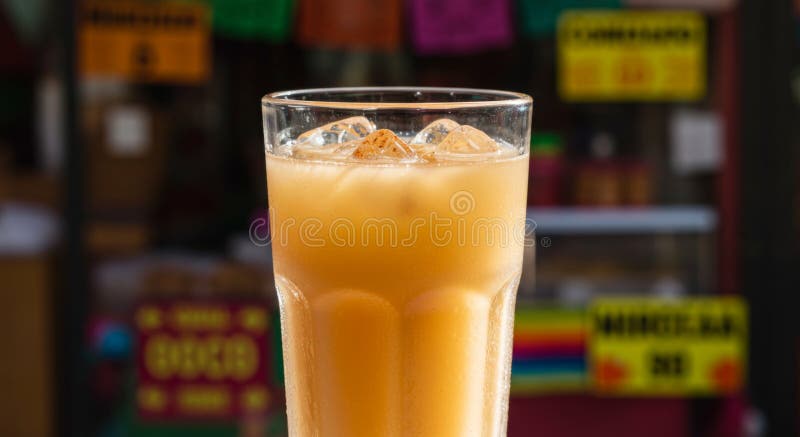 Iced Orange Beverage in Glass with Colorful Background Stock ...