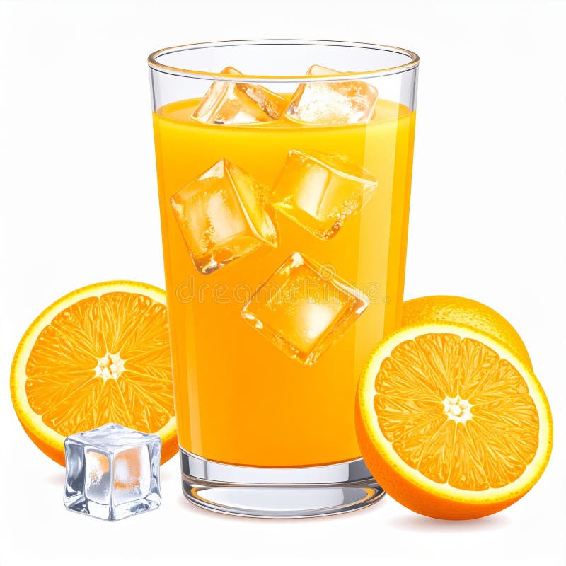 Iced Orange Juice with Slices in Glass Stock Illustration ...