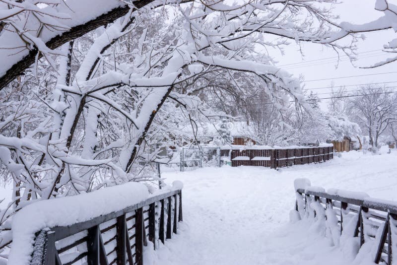 Iced Over Bridge after Heavy Winter Storm in Boulder, Colorado Stock ...