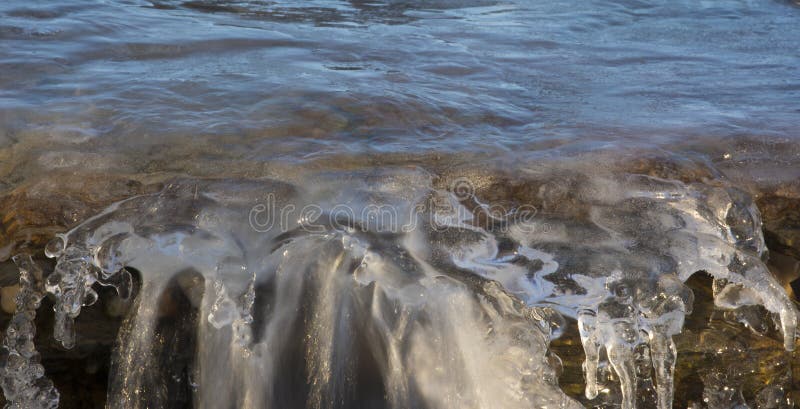 Iced over cascade stock image. Image of cold, gray, grey - 122985331