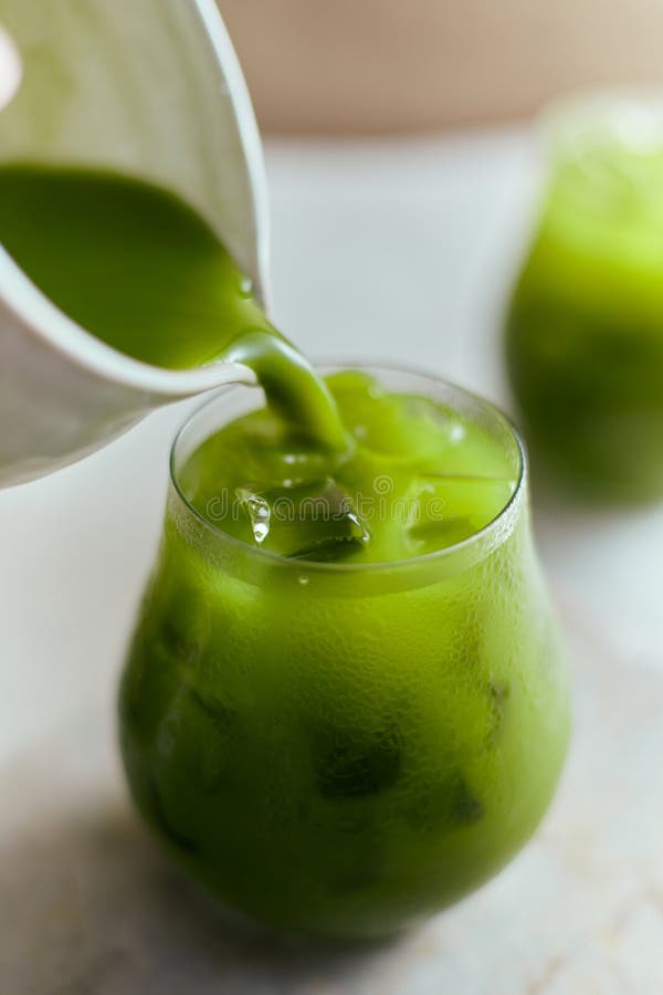 Iced pure matcha green tea stock image. Image of diet - 366975413