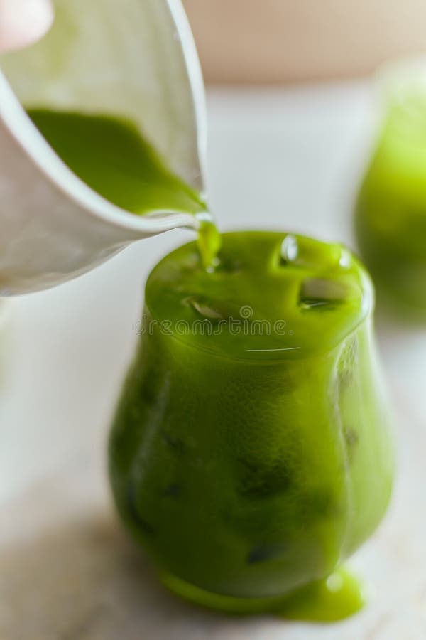 Iced pure matcha green tea stock photo. Image of space - 366975430