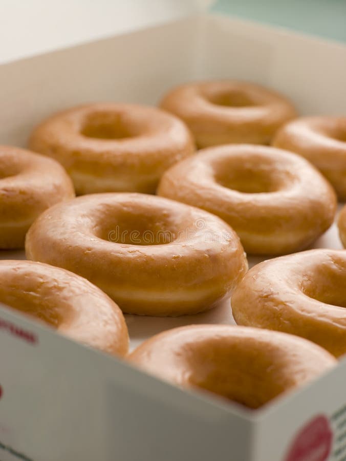 Iced Ring Doughnuts in a Tray Stock Photo - Image of diet, cuisine: 6878750