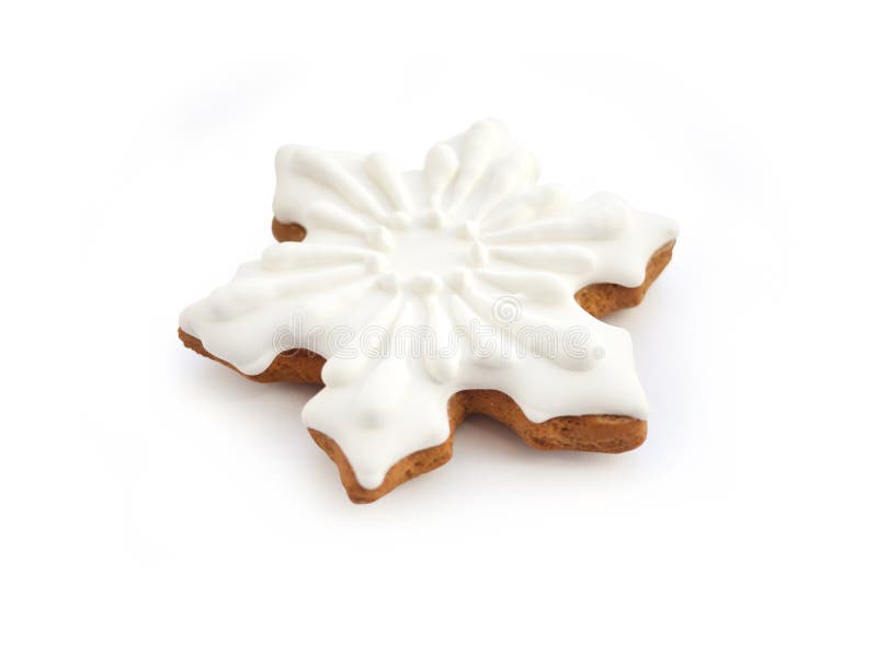 Iced Snowflake Biscuit on Snow Stock Photo - Image of cakes, purity ...