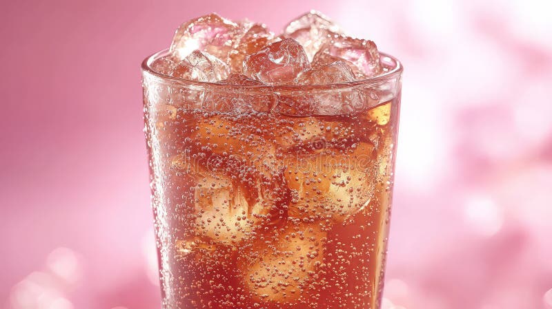 Iced Soda in Glass, Pink Background Stock Photo - Image of tasty, iced ...