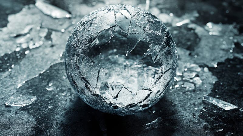 Iced Sphere Cracking, Texture As Shape and Shadow . Stock Image - Image ...