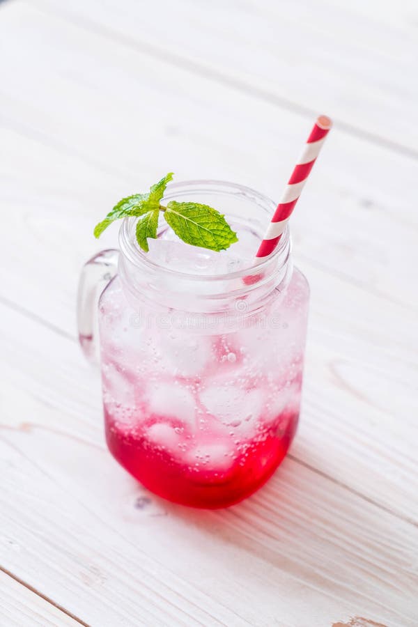 Iced strawberry soda stock photo. Image of mint, party - 141853644