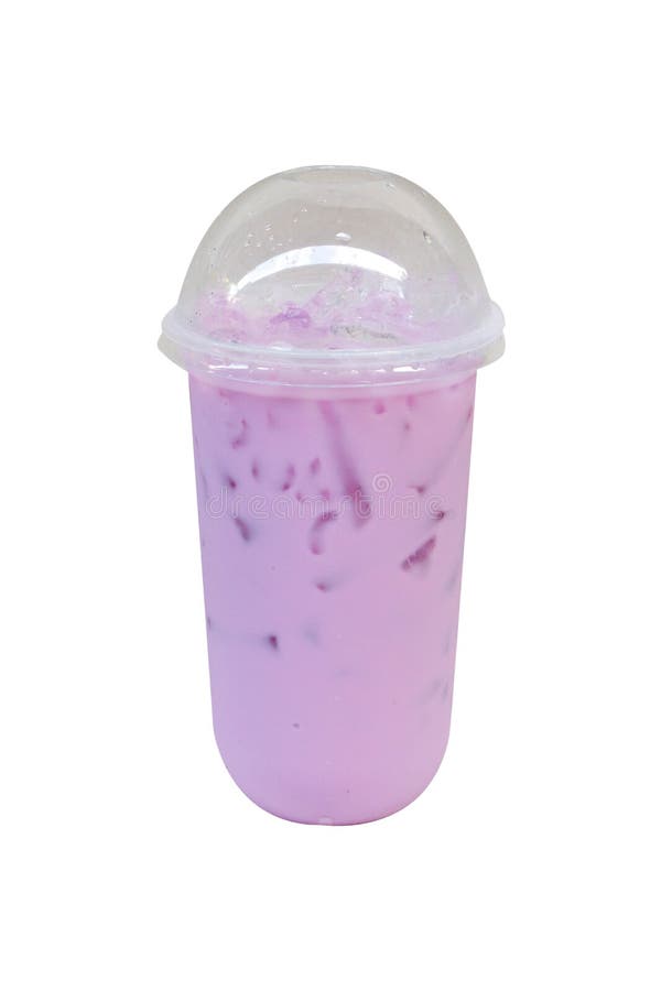 Iced Taro Tea with Milk in a Plastic Cup Stock Image - Image of fruity ...