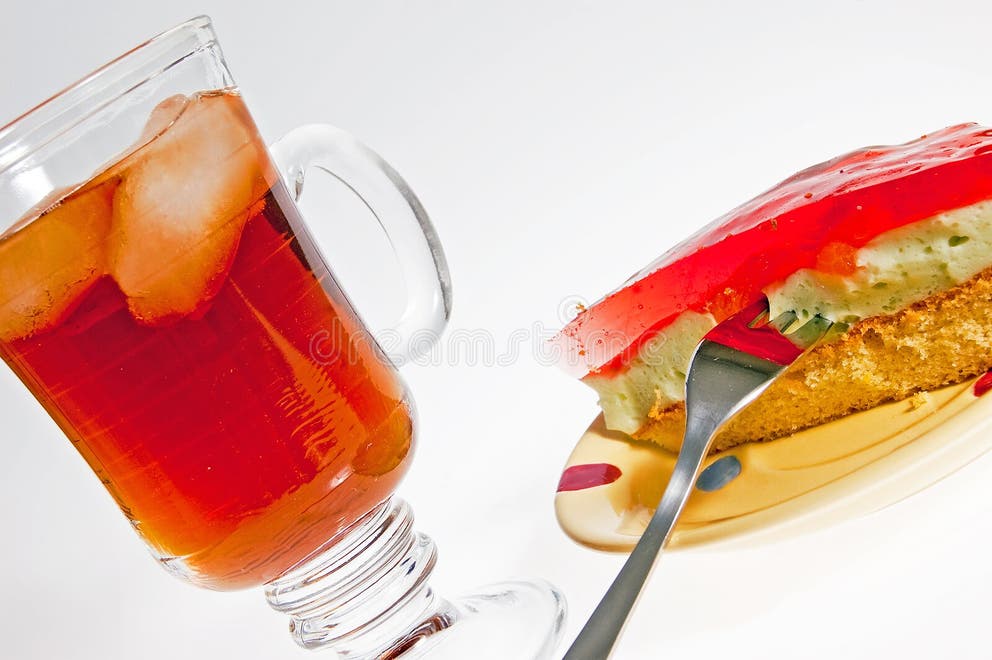 Iced tea and cake dessert stock image. Image of water - 23845349