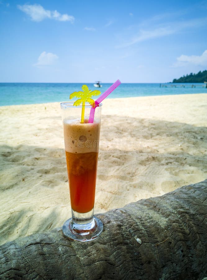 Iced tea drink on a beach stock image. Image of homemade - 174300433