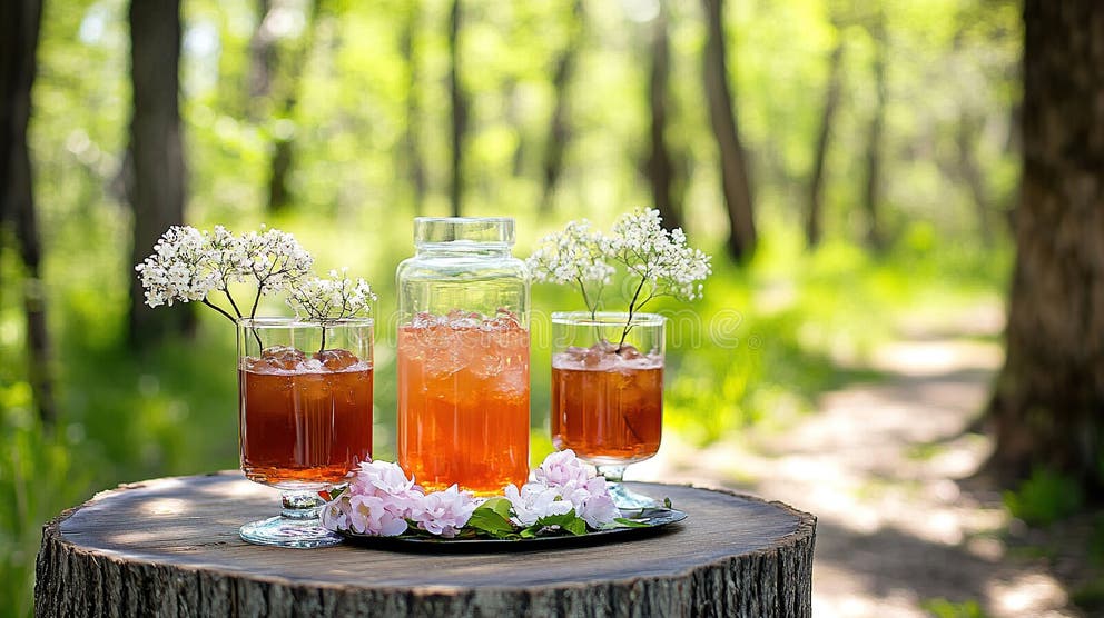Iced Tea Forest Picnic Refreshment Spring Stock Photo - Image of forest ...