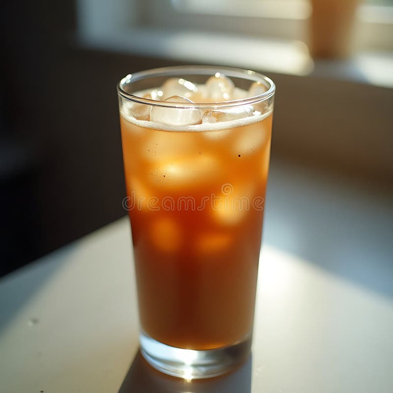 Iced Tea in Glass with Ice Cubes Refreshing Drink Stock Photo - Image ...
