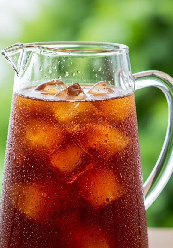 Iced Tea in Glass Pitcher with Ice Cubes Stock Photo - Image of leisure ...