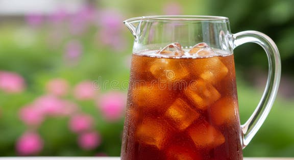 Iced Tea in Glass Pitcher with Ice Cubes Stock Illustration ...