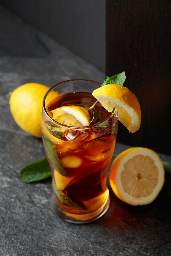 Iced Tea with Ice, Mint, and Lemon Stock Image - Image of mint, food ...