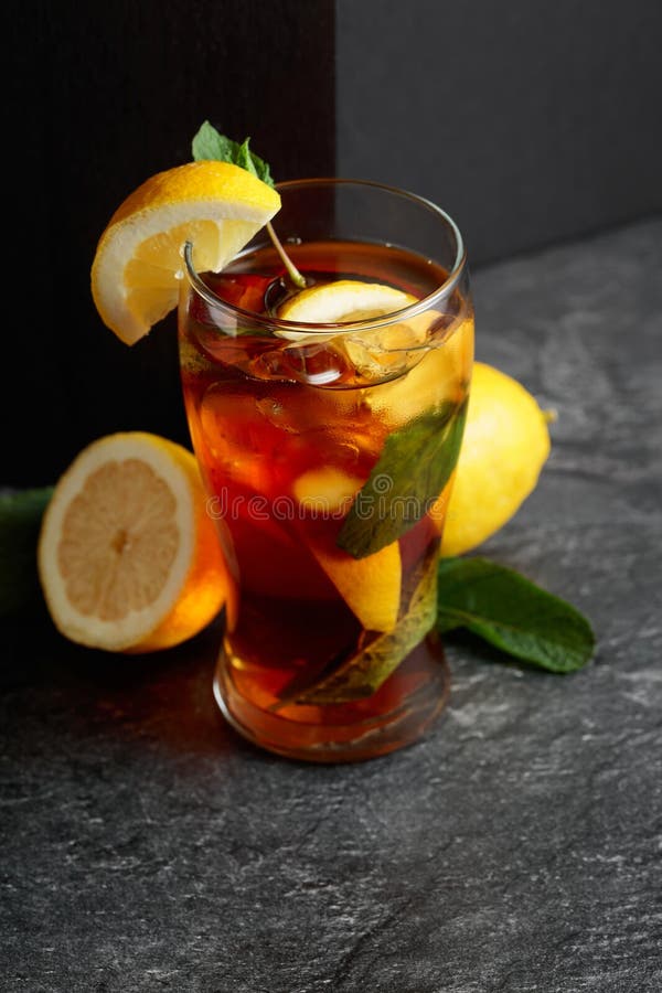 Iced Tea with Ice, Mint, and Lemon Stock Photo - Image of healthy ...
