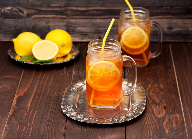 Iced tea with lemon stock image. Image of lemon, cocktail - 73506015