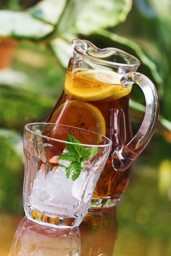 Iced tea in pitcher stock photo. Image of citrus, outdoors - 2960280
