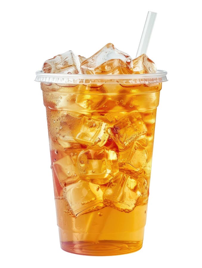 Iced Tea in Plastic Cup. Refreshing Summer Drink with Ice Cubes and ...