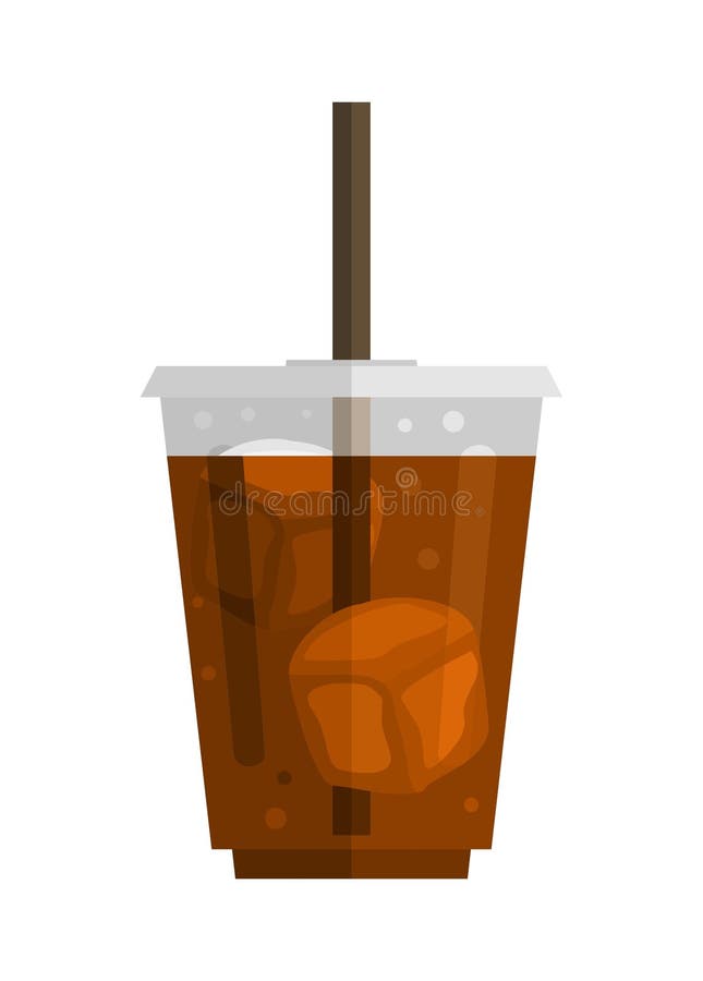 Iced Tea in a Plastic Cup. Simple Flat Illustration Stock Vector ...